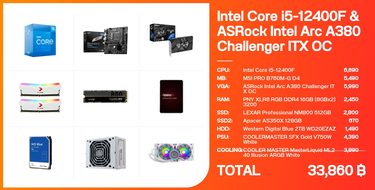 Intel Core i5-12400F & ASRock Intel Arc A380 Challenger ITX OC - จัดสเปค - Notebookspec