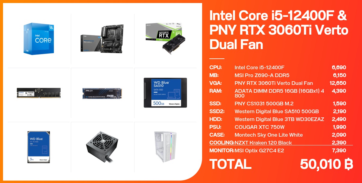 Intel Core i5-12400F & PNY RTX 3060Ti Verto Dual Fan - จัดสเปค ...