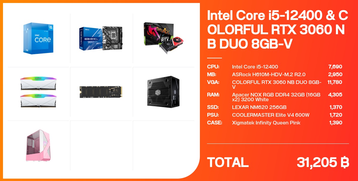 Intel Core i5-12400 & COLORFUL RTX 3060 NB DUO 8GB-V - จัดสเปค ...