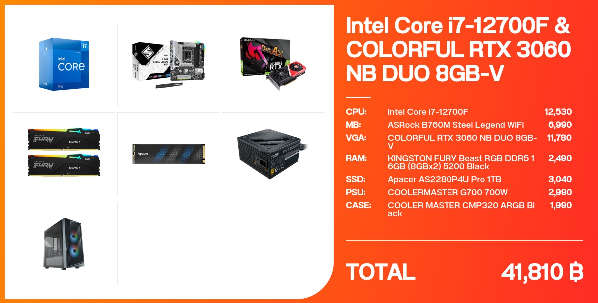 Intel Core i7-12700F & COLORFUL RTX 3060 NB DUO 8GB-V - จัดสเปค ...