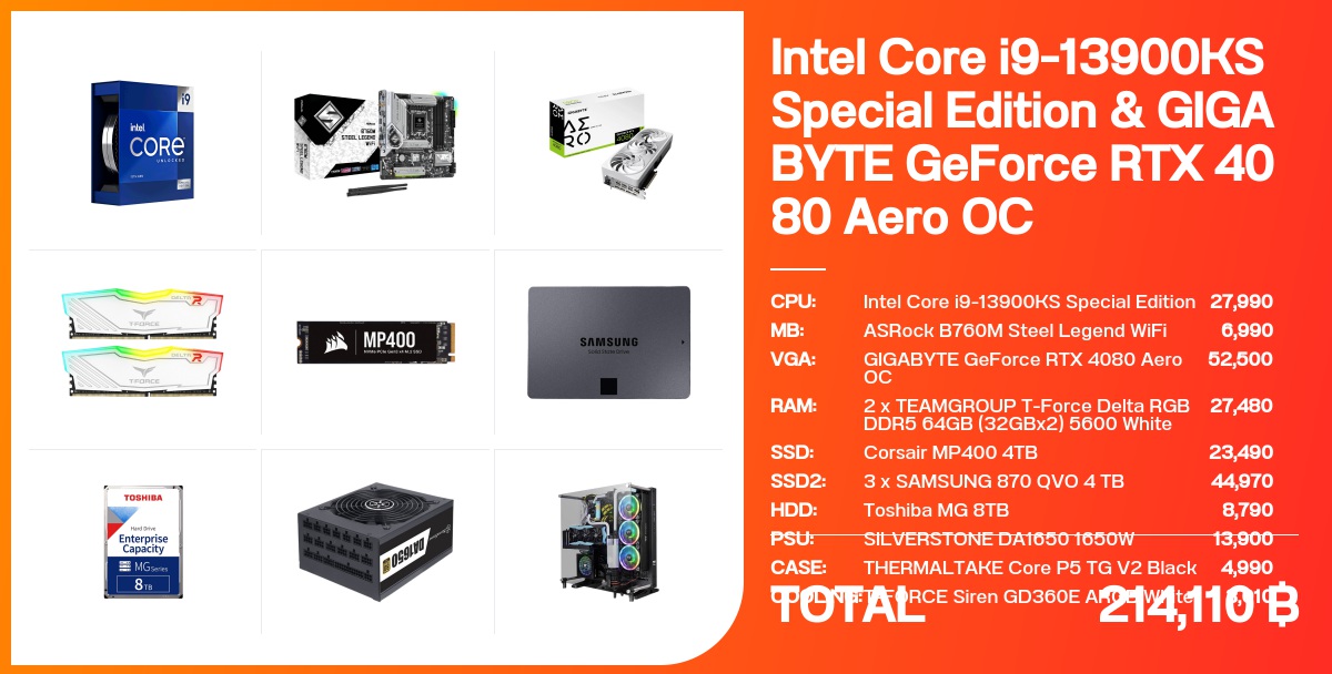 Intel Core i9-13900KS Special Edition & GIGABYTE GeForce RTX 4080 Aero OC - จัดสเปค - Notebookspec