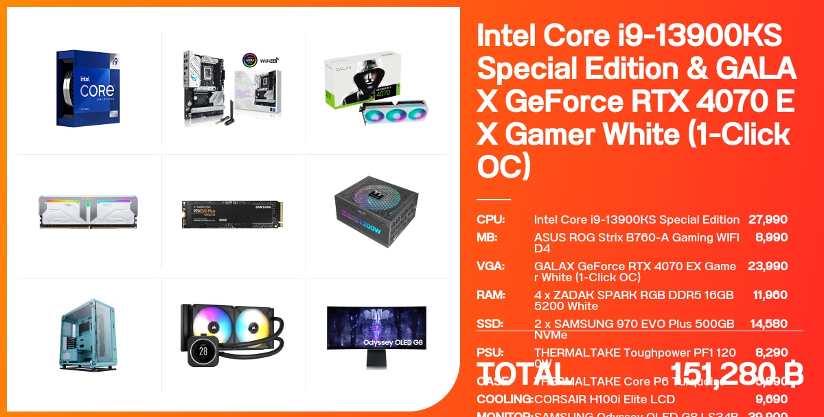 Intel Core i9-13900KS Special Edition & GALAX GeForce RTX 4070 EX Gamer White (1-Click OC) - จัด ...