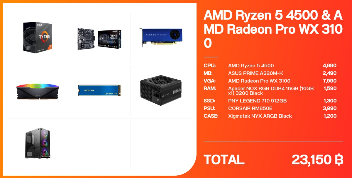 AMD Ryzen 5 4500 & AMD Radeon Pro WX 3100 - จัดสเปค - Notebookspec