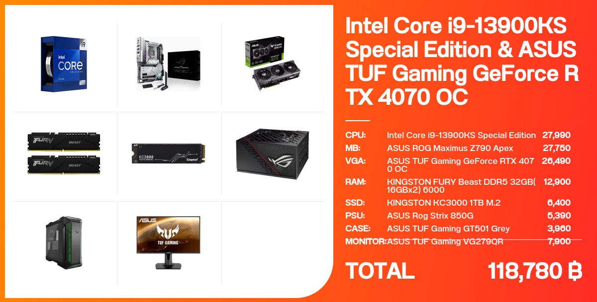 Intel Core i9-13900KS Special Edition & ASUS TUF Gaming GeForce RTX 4070 OC - จัดสเปค - Notebookspec