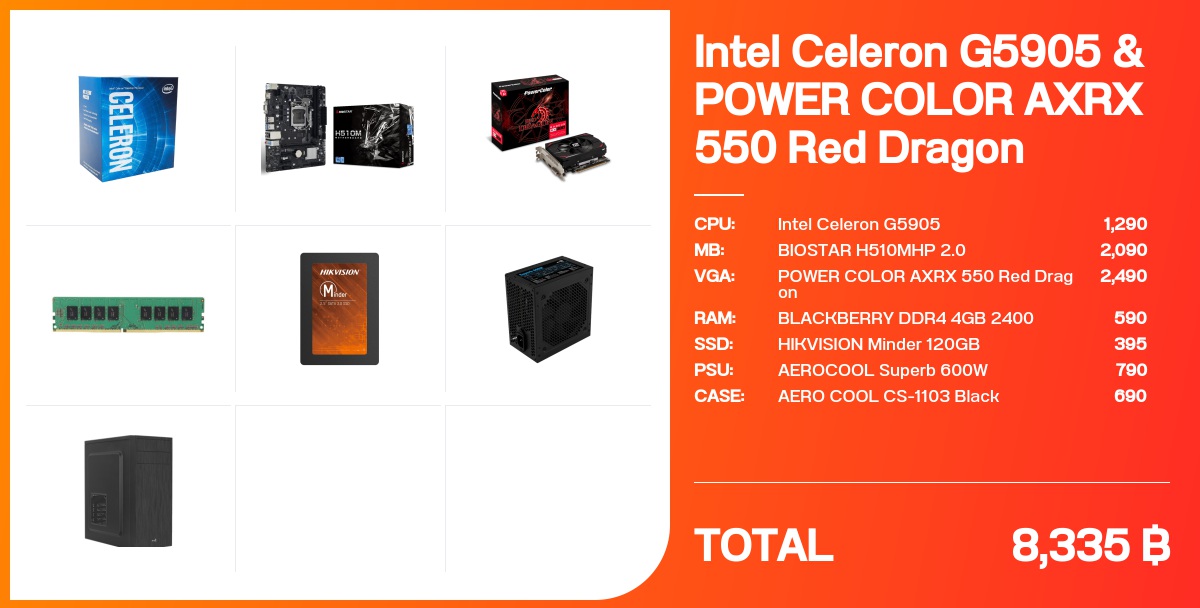 Intel Celeron G5905 & POWER COLOR AXRX 550 Red Dragon - จัดสเปค ...