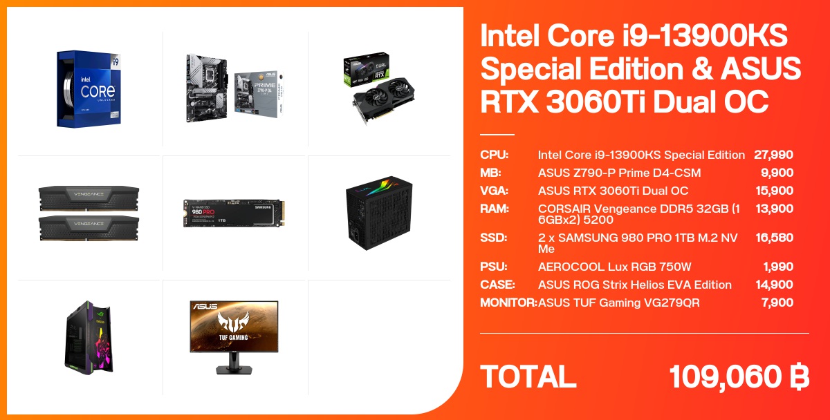 Intel Core i9-13900KS Special Edition & ASUS RTX 3060Ti Dual OC - จัดสเปค - Notebookspec