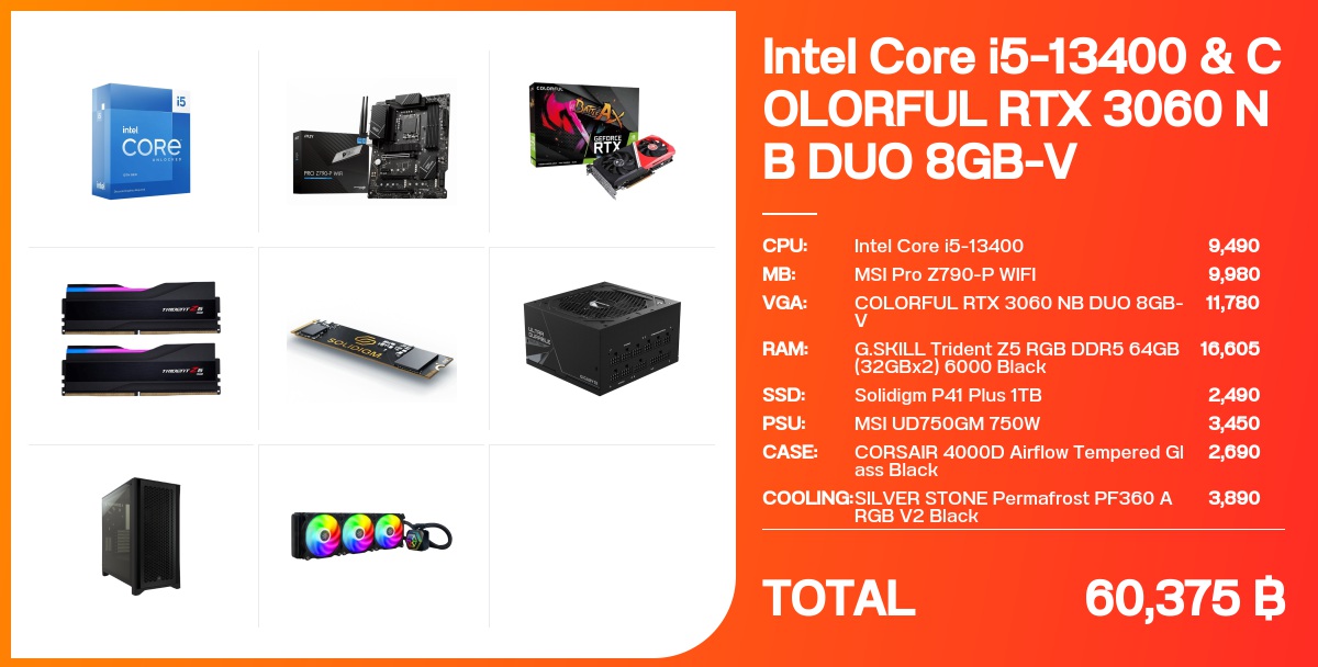 Intel Core i5-13400 & COLORFUL RTX 3060 NB DUO 8GB-V - จัดสเปค - Notebookspec