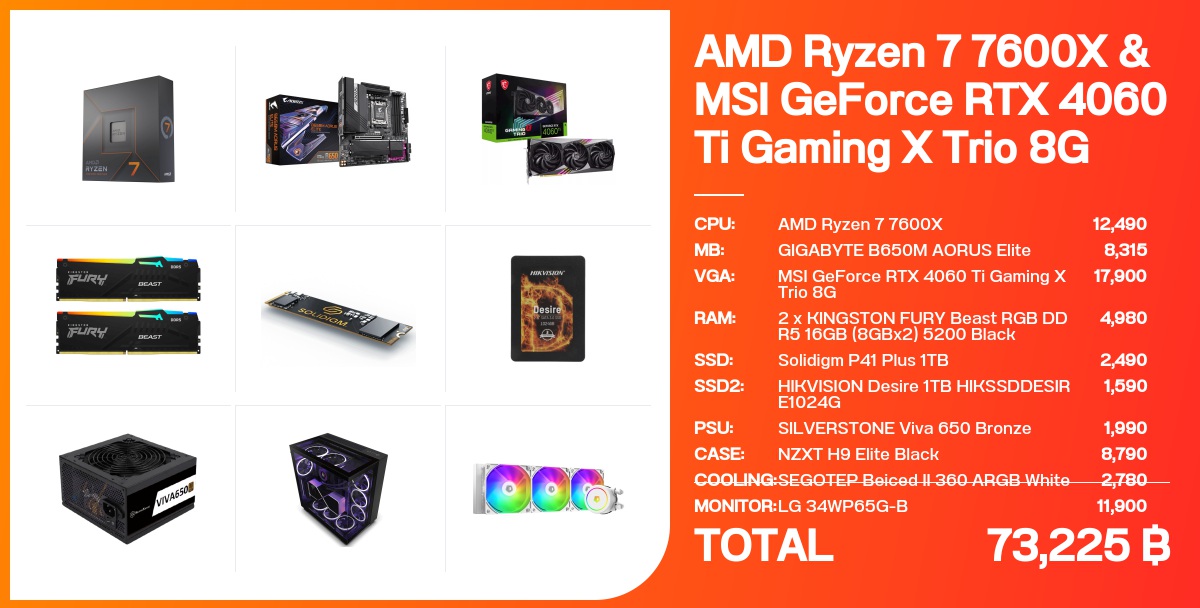 AMD Ryzen 7 7600X & MSI GeForce RTX 4060 Ti Gaming X Trio 8G - จัดสเปค ...