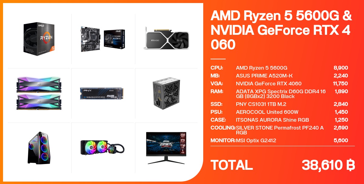 AMD Ryzen 5 5600G & NVIDIA GeForce RTX 4060 - จัดสเปค - Notebookspec