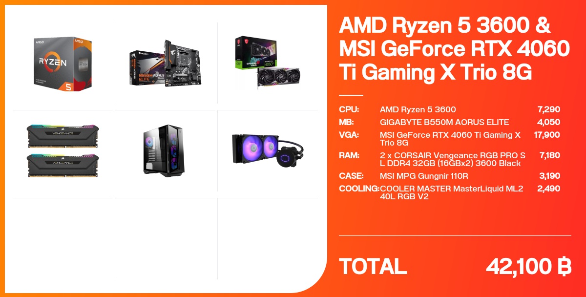 AMD Ryzen 5 3600 & MSI GeForce RTX 4060 Ti Gaming X Trio 8G - จัดสเปค ...