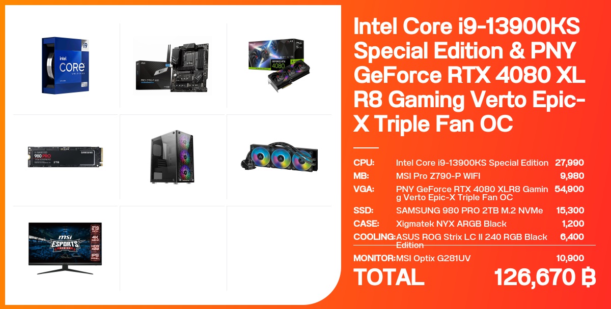Intel Core i9-13900KS Special Edition & PNY GeForce RTX 4080 XLR8 Gaming Verto Epic-X Triple Fan ...