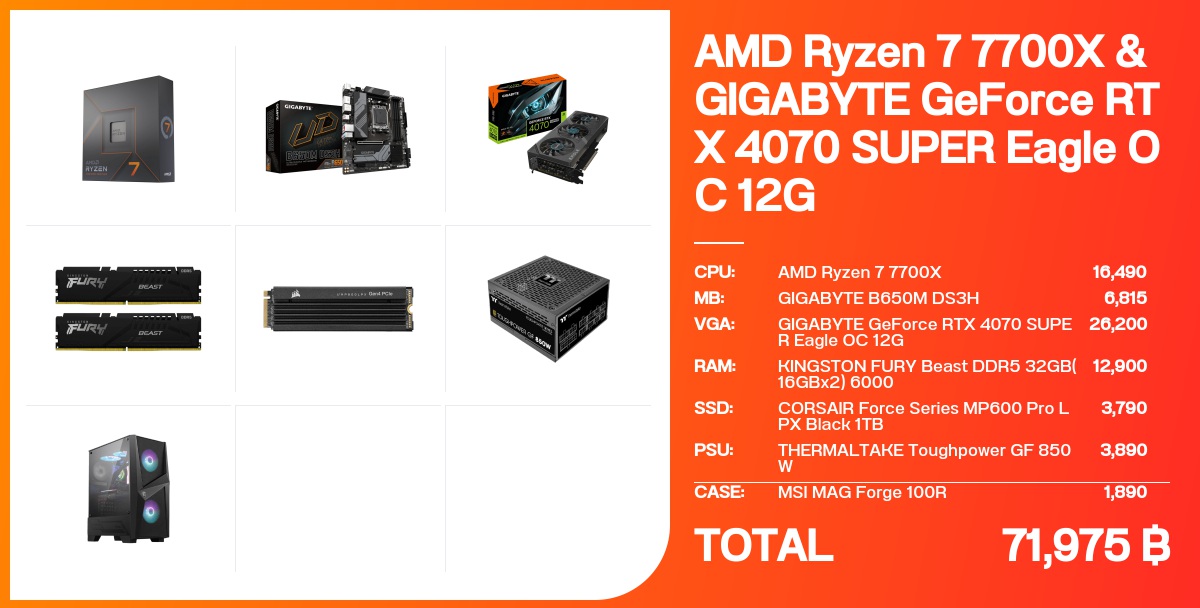 AMD Ryzen 7 7700X & GIGABYTE GeForce RTX 4070 SUPER Eagle OC 12G - จัด ...