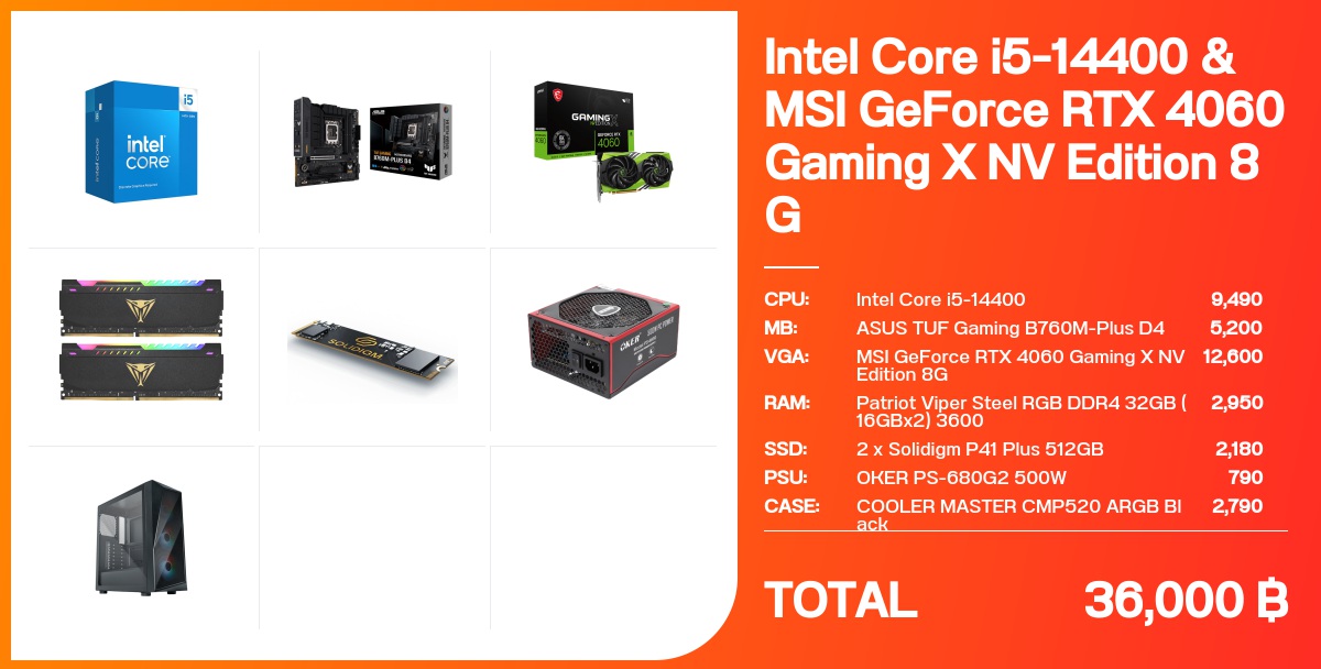 Intel Core i5-14400 & MSI GeForce RTX 4060 Gaming X NV Edition 8G - จัดสเปค - Notebookspec