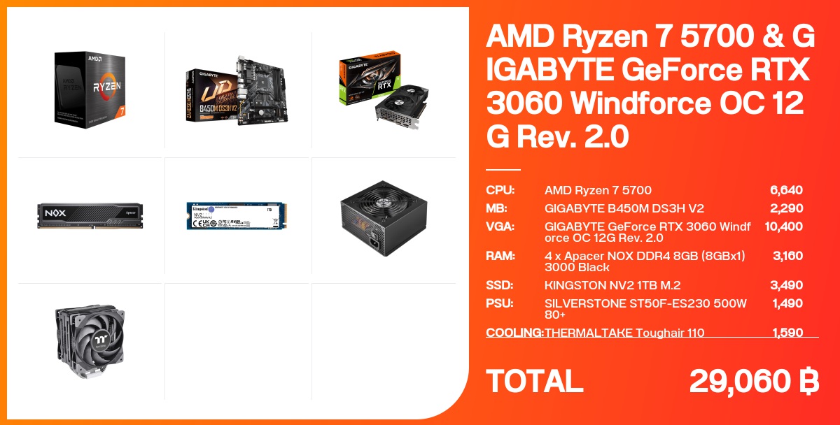 AMD Ryzen 7 5700 & GIGABYTE GeForce RTX 3060 Windforce OC 12G Rev. 2.0 ...
