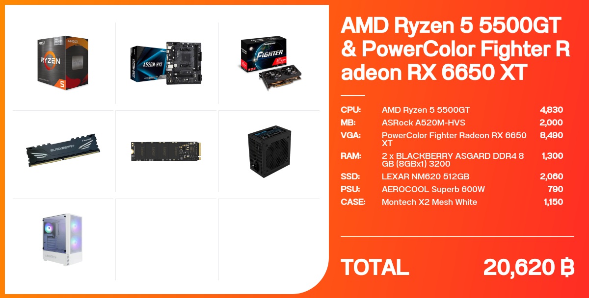 AMD Ryzen 5 5500GT & PowerColor Fighter Radeon RX 6650 XT - จัดสเปค ...