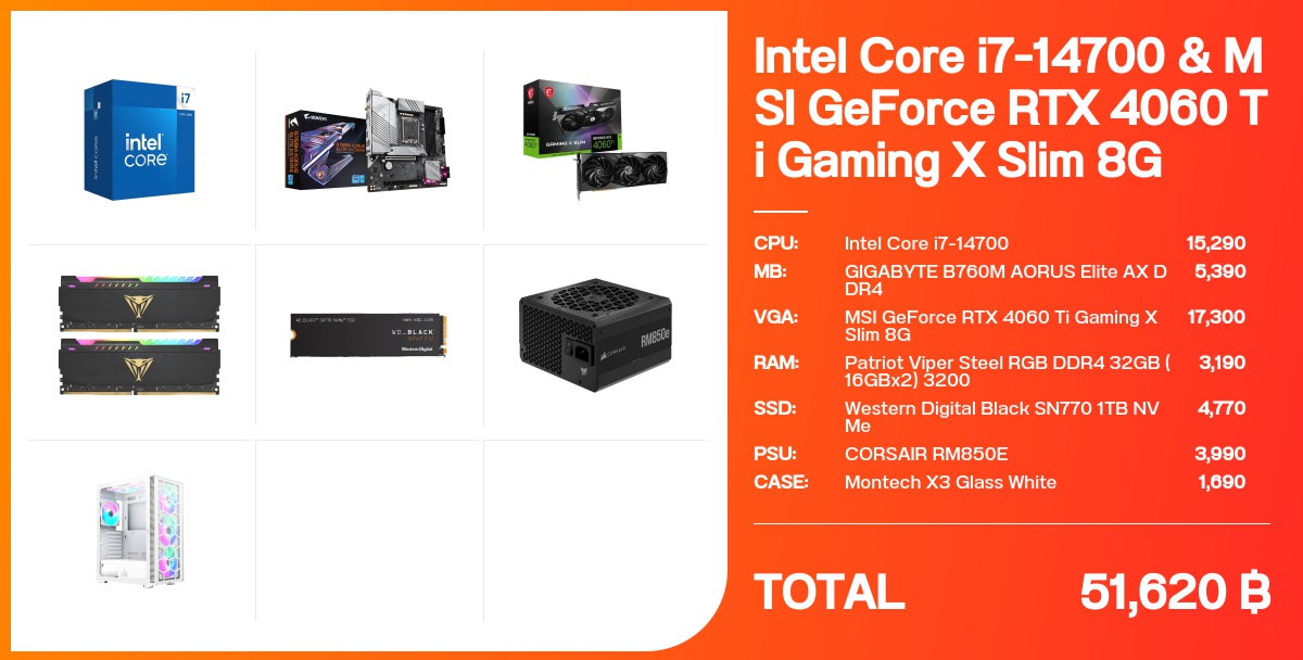 Intel Core i7-14700 & MSI GeForce RTX 4060 Ti Gaming X Slim 8G - จัด ...