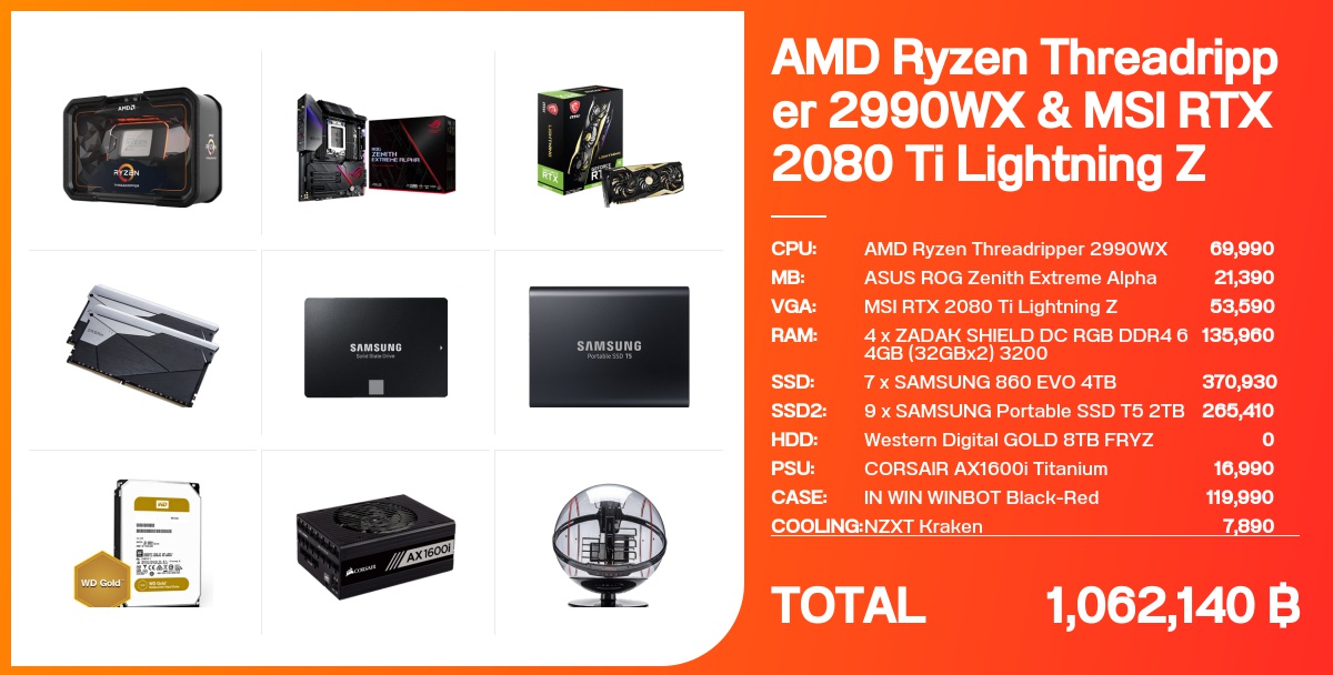 AMD Ryzen Threadripper 2990WX & MSI RTX 2080 Ti Lightning Z - จัดสเปค - Notebookspec
