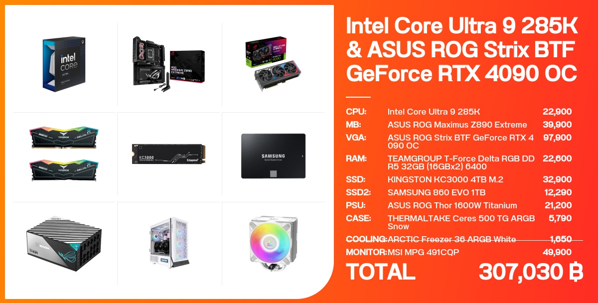 Intel Core Ultra 9 285K & ASUS ROG Strix BTF GeForce RTX 4090 OC - จัดสเปค - Notebookspec