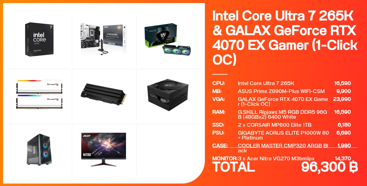 Intel Core Ultra 7 265K & GALAX GeForce RTX 4070 EX Gamer (1-Click OC) - จัดสเปค - Notebookspec