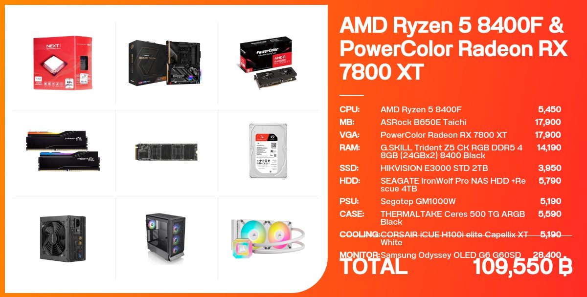 AMD Ryzen 5 8400F & PowerColor Radeon RX 7800 XT - จัดสเปค - Notebookspec