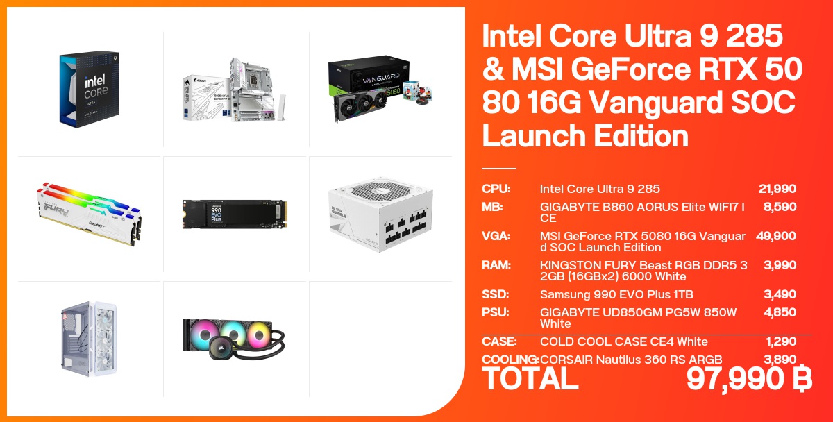Intel Core Ultra 9 285 & MSI GeForce RTX 5080 16G Vanguard SOC Launch Edition - จัดสเปค ...