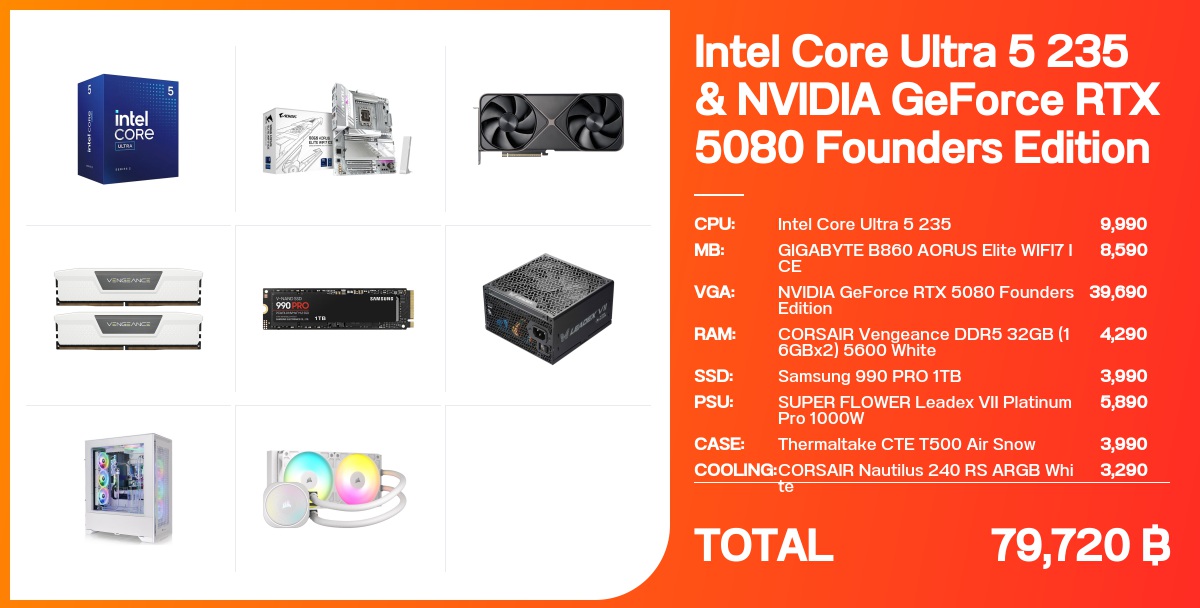 Intel Core Ultra 5 235 & NVIDIA GeForce RTX 5080 Founders Edition - จัดสเปค - Notebookspec