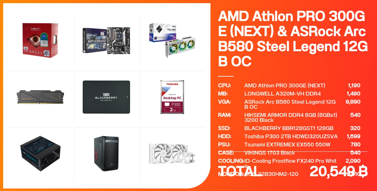 AMD Athlon PRO 300GE (NEXT) & ASRock Arc B580 Steel Legend 12GB OC ...