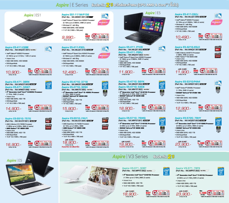 [Commart Comtech 2014] โบรชัวร์โปรโมชั่นโน๊ตบุ๊คแท็บเล็ตมือถือราคาถูกจาก Acer - Notebookspec