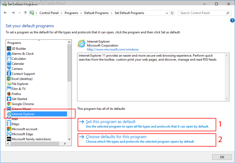 Windows 10 - เปลี่ยนค่าการใช้งาน Default Programs - Notebookspec