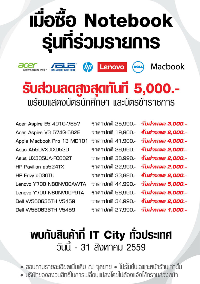 [IT CITY Promotion] Notebook ลดแล้ว! ลดอีก ! รับส่วนลดสูงสุด 5,000 บาท ...