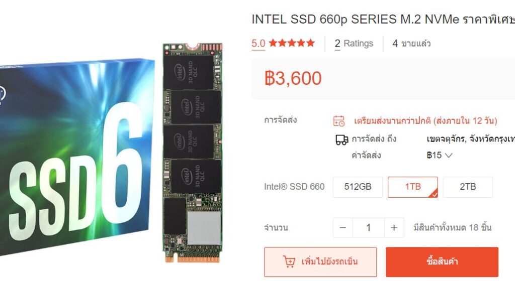 ต้องโดน! SSD ราคาถูก 1TB แบบ M.2 NVMe Intel 660p แค่ 3,600 บาท - Notebookspec